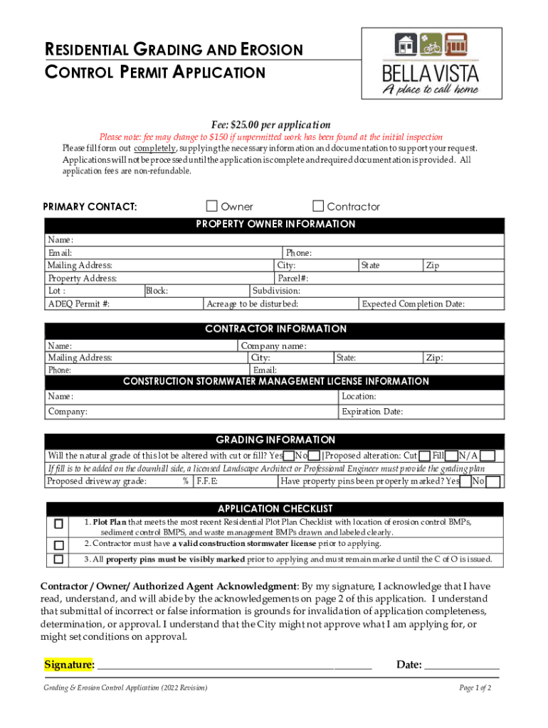 Fillable Online residential grading and erosion control permit application Fax Email Print ...