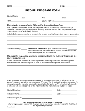 Fillable Online Request-for-Incomplete-Grade-Form- ... Fax Email Print ...