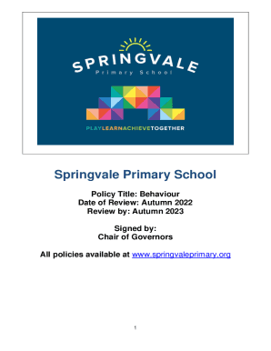 Fillable Online Establishment Spring Vale Primary School Fax Email ...