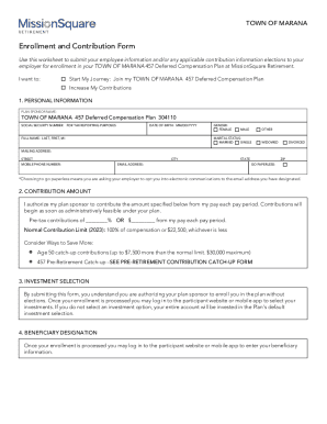 Fillable Online Enrollment and Contribution Form Fax Email Print ...