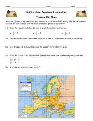 Fillable Online Unit 8 Linear Equations & Inequalities Treasure Map ...