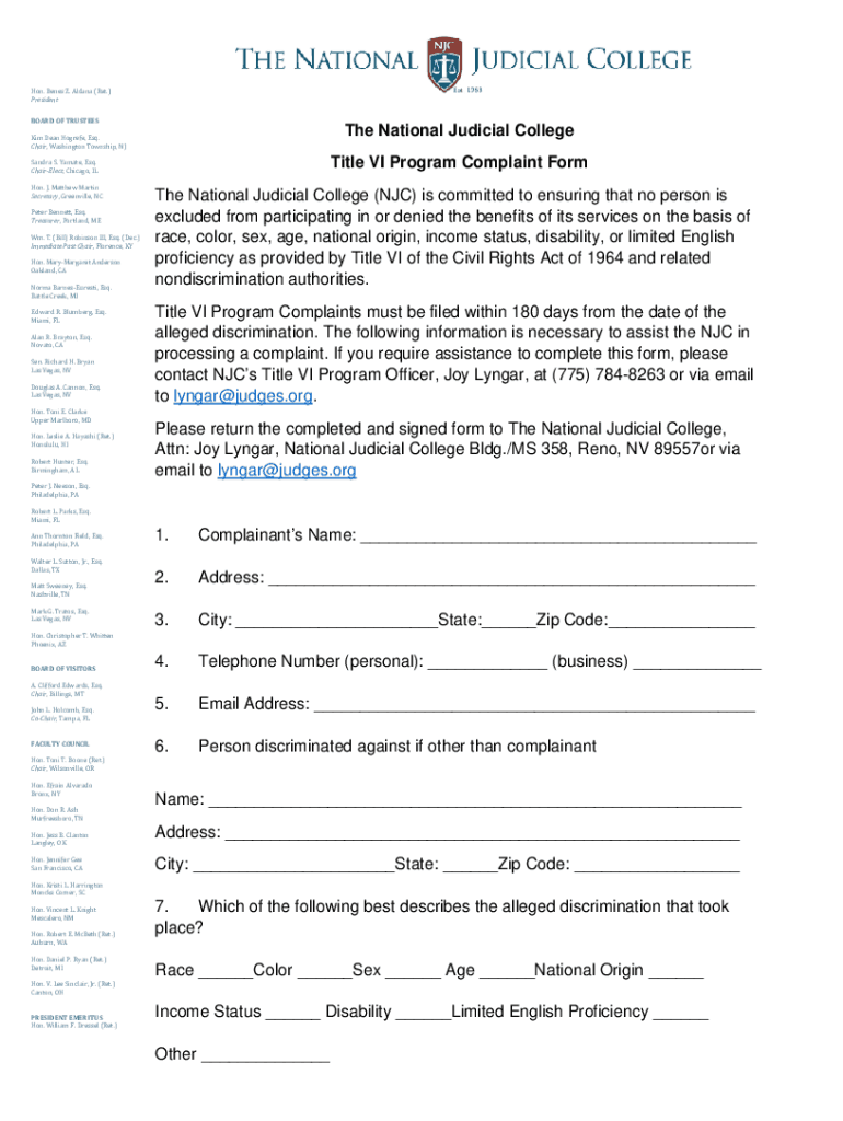 Fillable Online NJC-Title-VI-Complaint-Form.pdf Fax Email Print - pdfFiller