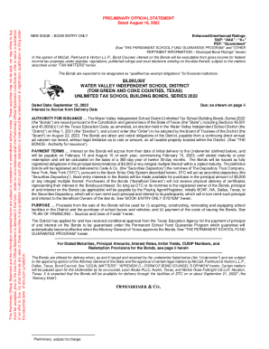 Fillable Online preliminary official statement dated september 2020 Fax ...