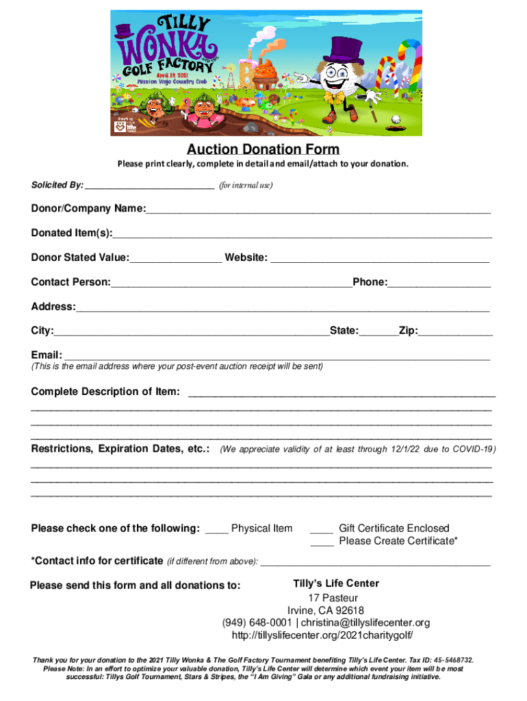 Fillable Online Please print clearly, complete in detail and email/attach to your donation Fax ...