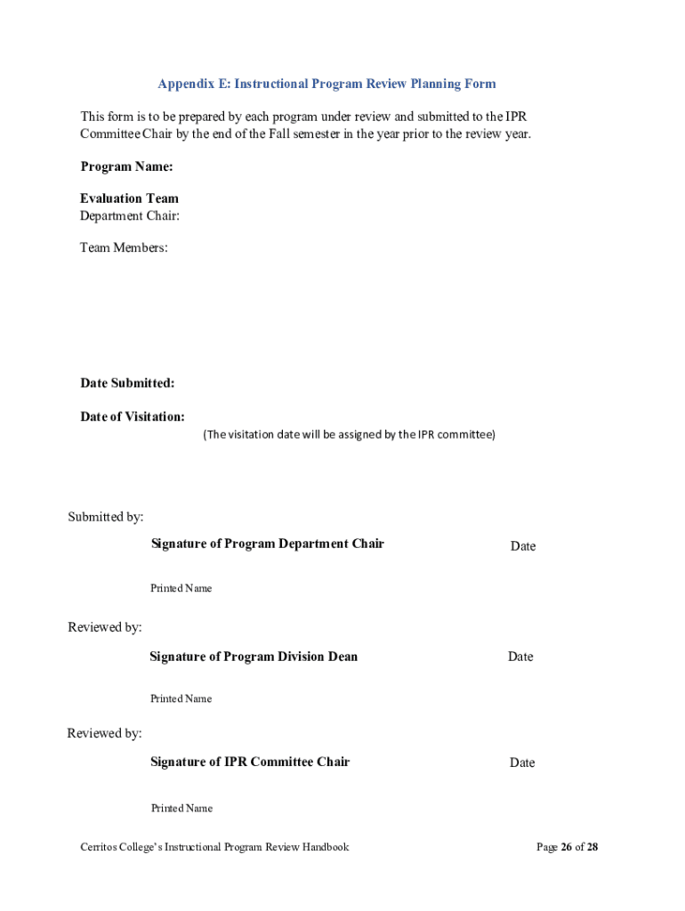 Fillable Online Instructional Program Review Handbook Fax Email Print ...