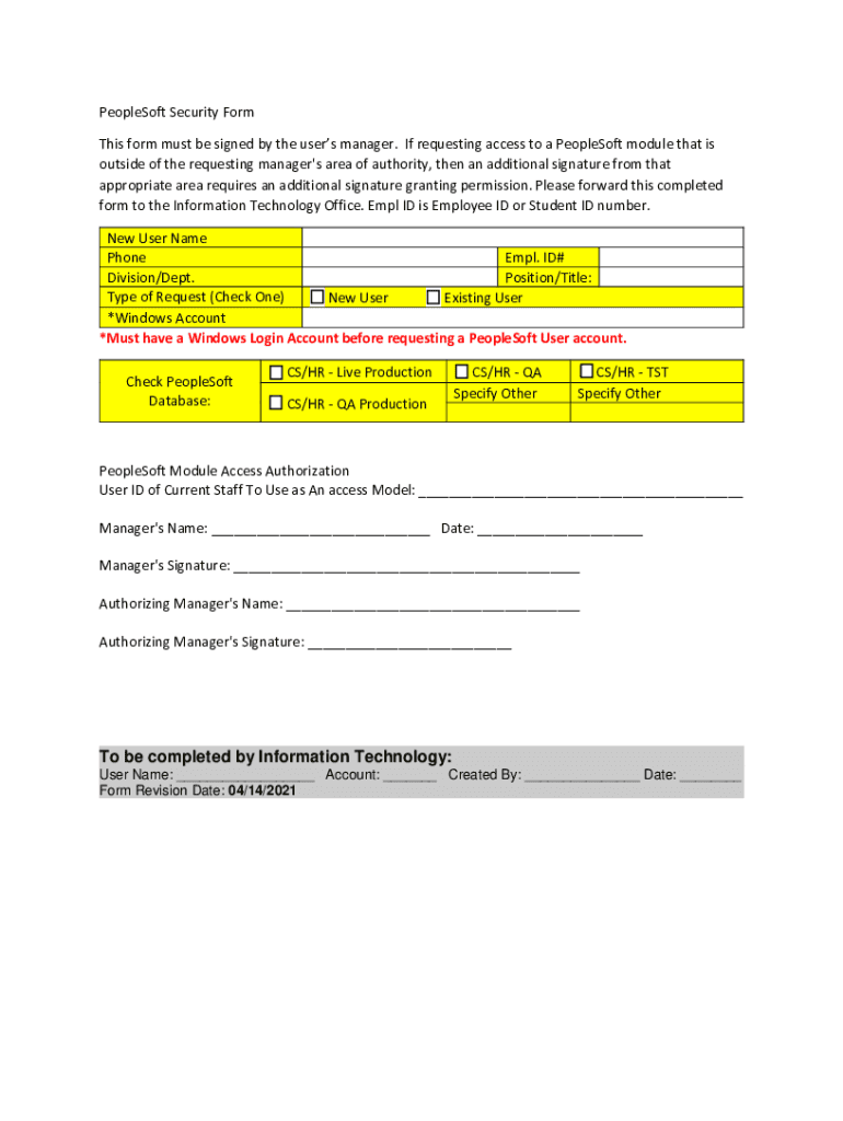 Fillable Online RIT PeopleSoft Access Request Form Guide Fax Email Print - pdfFiller
