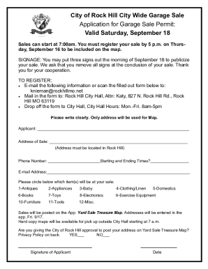 Fillable Online Building Department: Garage Sale Permit Application Fax ...