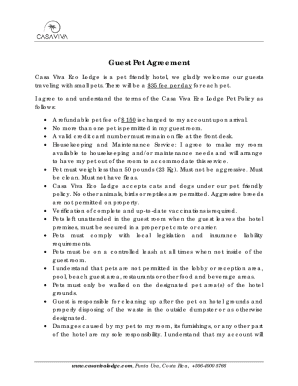 Fillable Online Pet Policy and Agreement Welcome to our Pet Friendly ...