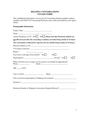 Fillable Online HELPING CONVERSATIONS INTAKE FORM Fax Email Print ...