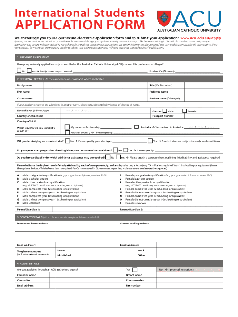 Fillable Online Acu Application Form Pdf - Fill Online, Printable, Fillable, ... Fax Email Print ...