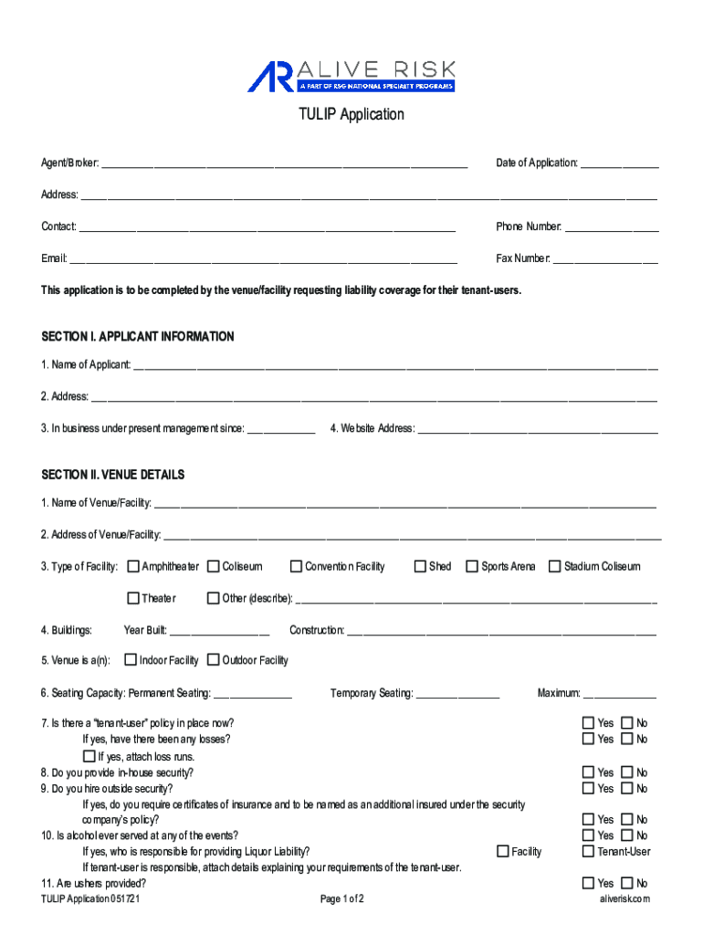Fillable Online TULIP Form - Archdiocese of Portland Fax Email Print ...