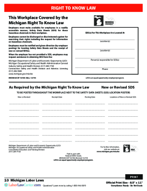 Fillable Online www1 villanova Michigan Right-To-Know Law Fact Sheet ...