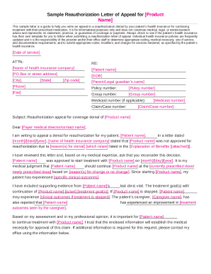 Sample Reauthorization Letter of Appeal Doc Template | pdfFiller