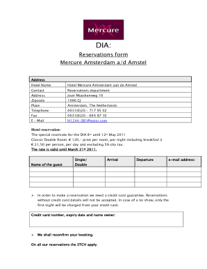 Fillable Online Reservations form Mercure Amsterdam a/d Amstel Fax Email Print - pdfFiller