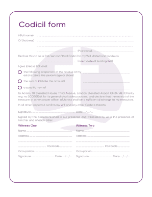 Fillable Online Codicil form Fax Email Print - pdfFiller