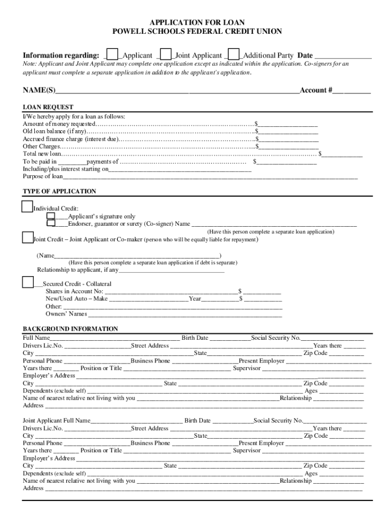 Fillable Online Application for Loan Fax Email Print - pdfFiller