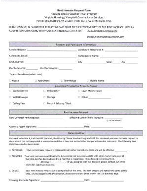 Fillable Online Rent lncrease Request Form Housing Choice Voucher (HCV ...