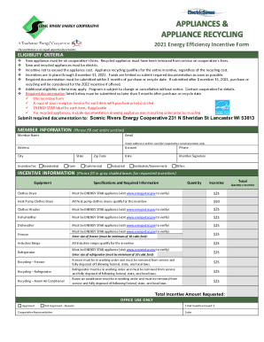 Fillable Online Appliance Incentive Request Form Fax Email Print ...