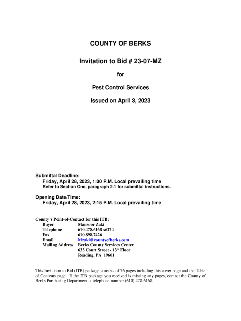 Fillable Online Invitations To Bid (ITB) / Request For Proposals (RFP ...