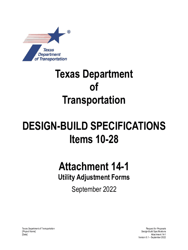 Fillable Online ftp dot state tx Programmatic Attachment 14-1 - Utility ...