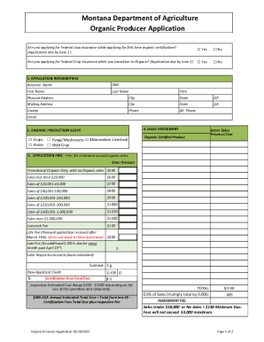 Fillable Online agr mt Organic Producer Application Montana Department ...