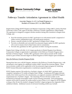 Fillable Online Pathways Transfer Articulation Agreement in Allied ...