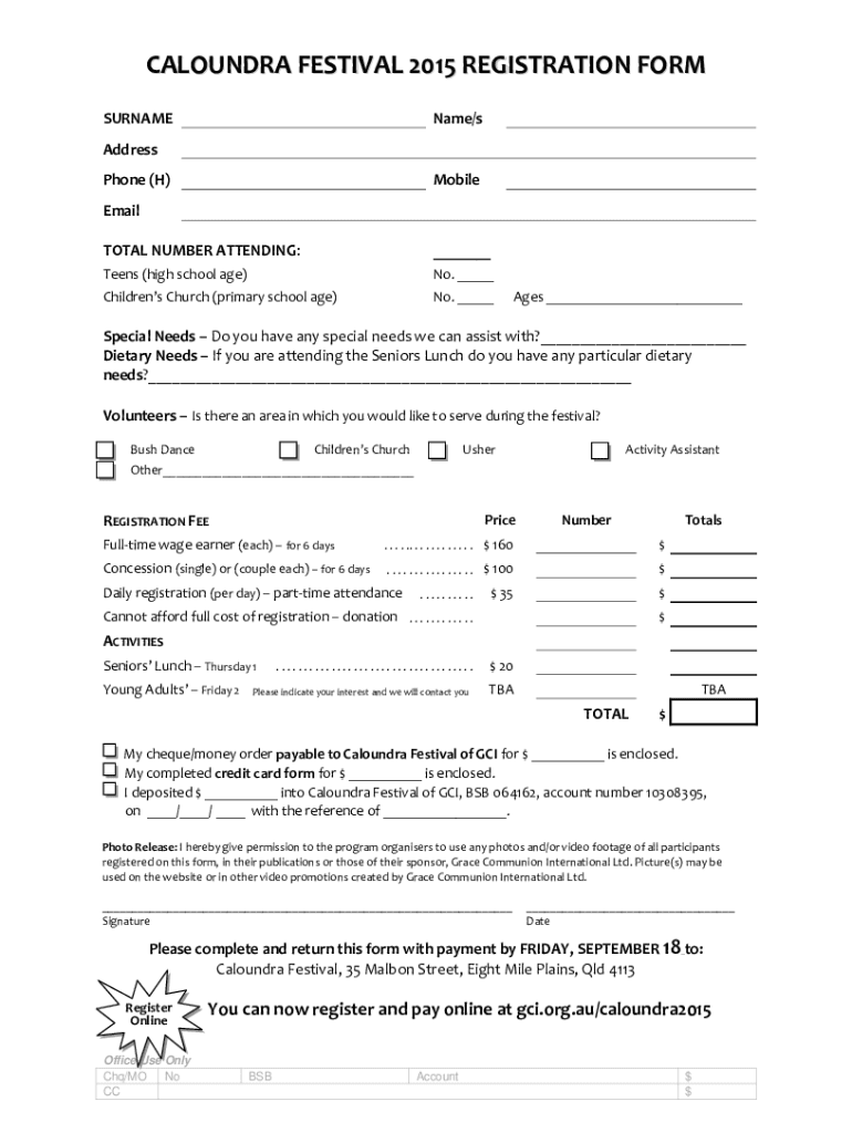 Fillable Online FC15 Rego Form.doc Fax Email Print - pdfFiller