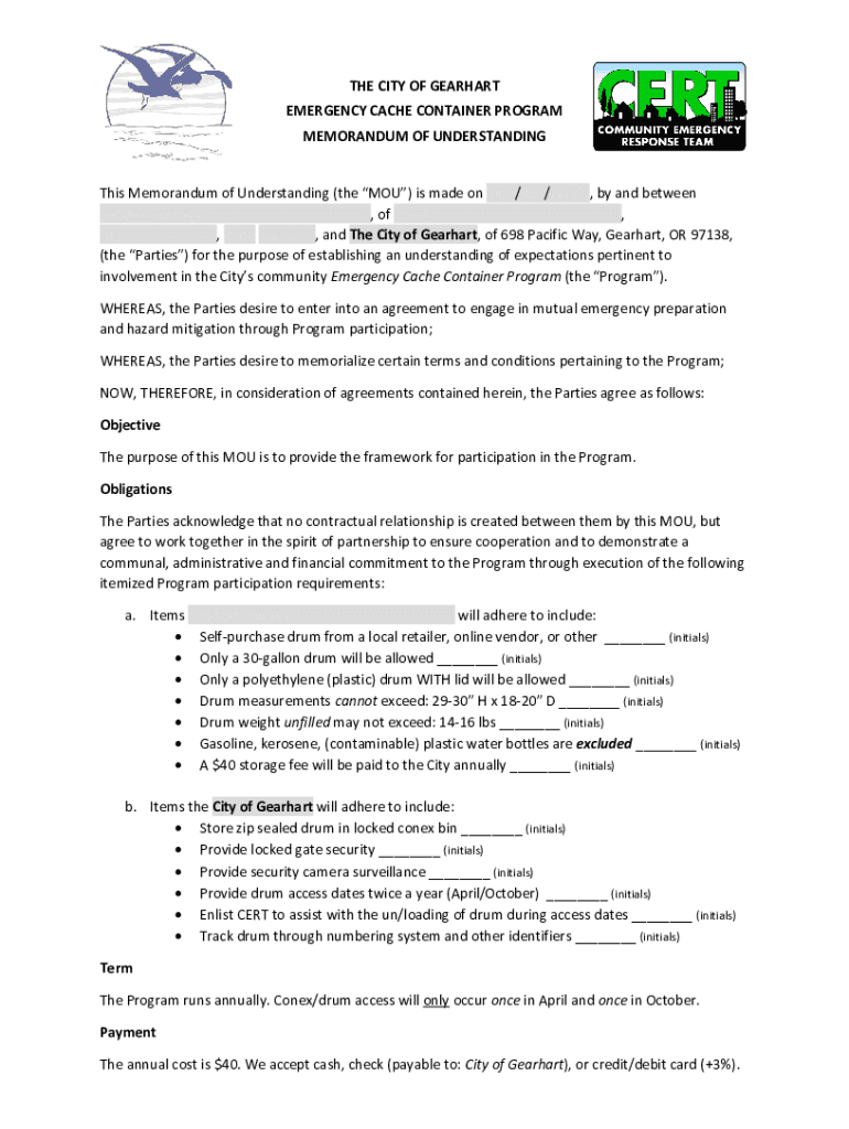 Fillable Online Earthquake and Tsunami Community Disaster Cache ... Fax ...