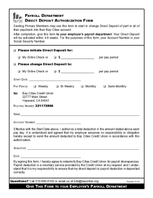 Fillable Online PAYROLL DEPARTMENT DIRECT DEPOSIT ... Fax Email Print ...