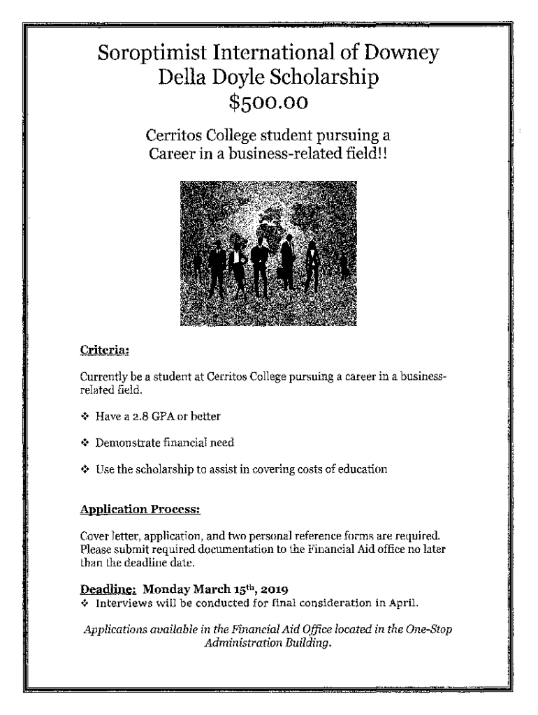 Fillable Online Soroptimist International of Downey Della Doyle ...