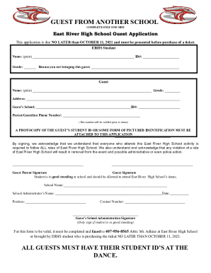 Fillable Online East River High School Guest Application Fax Email Print - pdfFiller