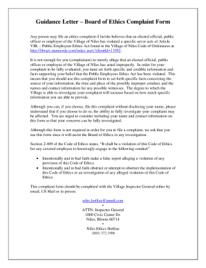Fillable Online Guidance Letter Board of Ethics Complaint Form Fax ...