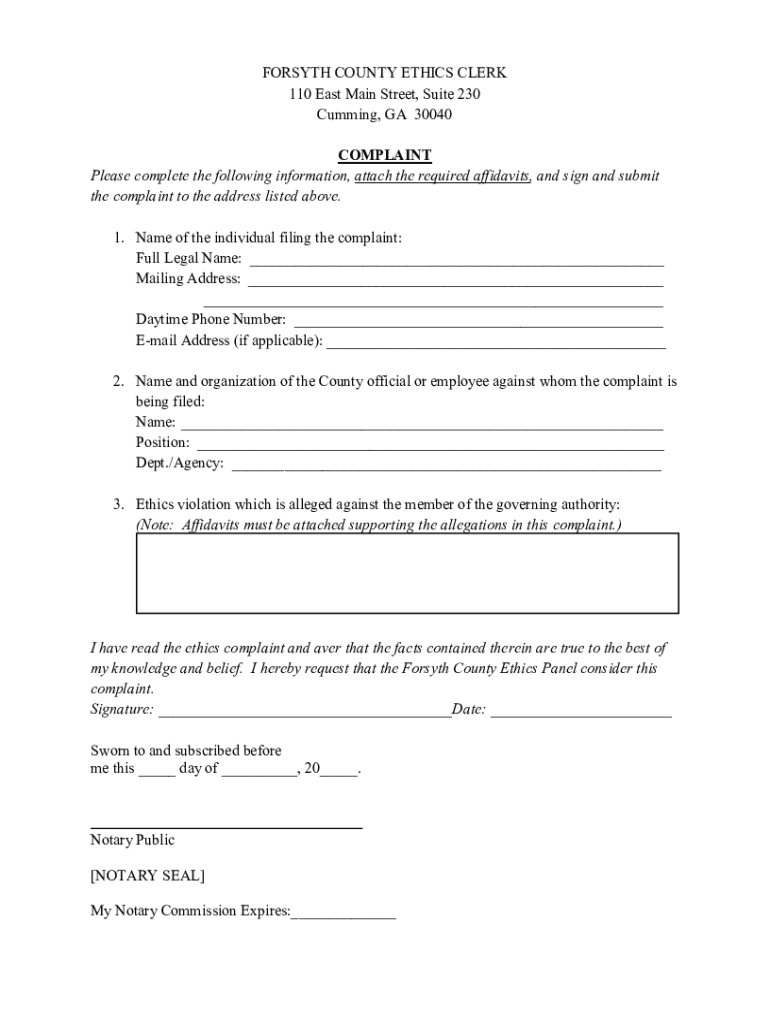 Fillable Online Form Complaint Fill in.pdf Fax Email Print - pdfFiller