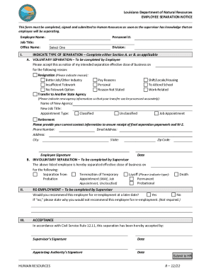 Fillable Online Termination Letter & Separation Notice Requirements by ...