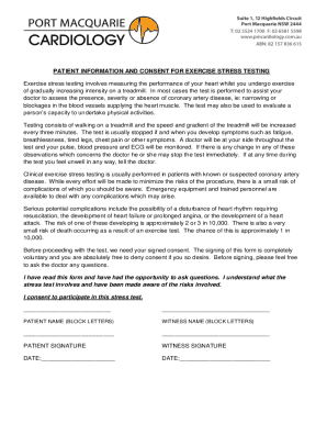 Fillable Online Patient Information and Consent for Exercise Stress ...