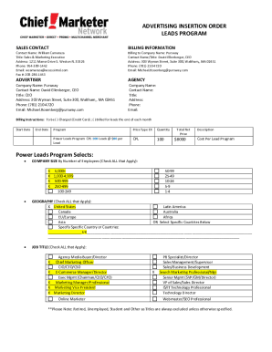 Fillable Online advertising insertion order leads program Fax Email ...