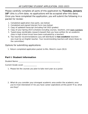 AP Capstone Application Doc Template | pdfFiller