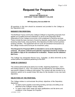 Fillable Online Request for Proposal Bank Depository Services Fax Email Print - pdfFiller