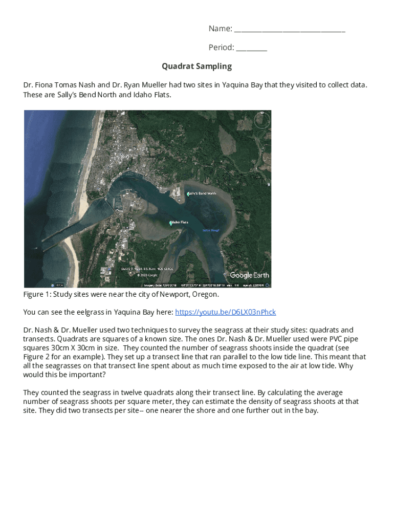 Fillable Online Quadrat Sampling worksheet Fax Email Print - pdfFiller