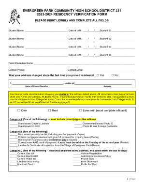Fillable Online Residency Verification and Affidavit SY23-24 Fax Email ...