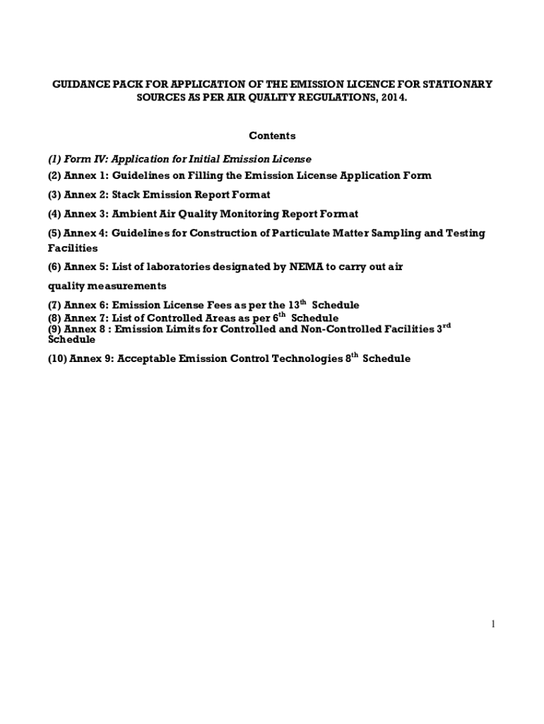 Fillable Online guidance pack for application of the emission licence ...