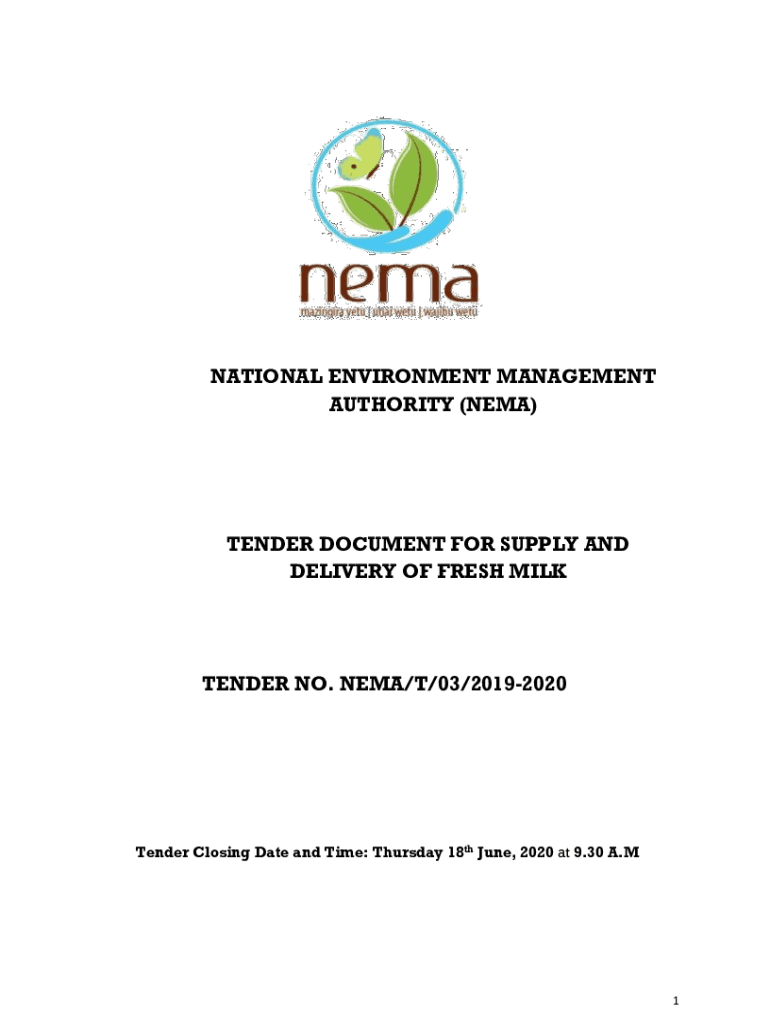 Fillable Online national environment management authority (nema) tender ...