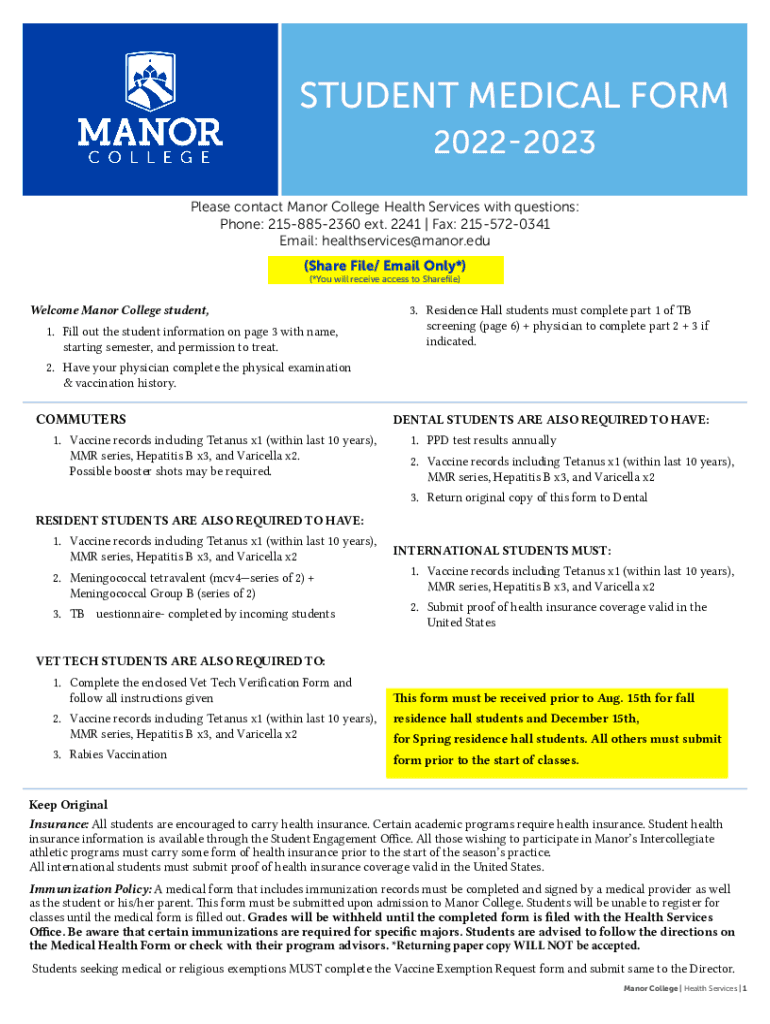 Fillable Online How to Fill Out Your Health Care Form for Manor College ...