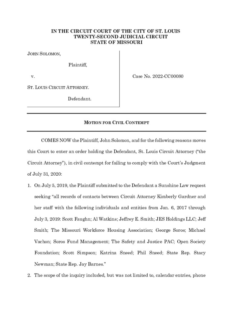 Fillable Online John Solomon, Respondent, vs. St. Louis Circuit ...