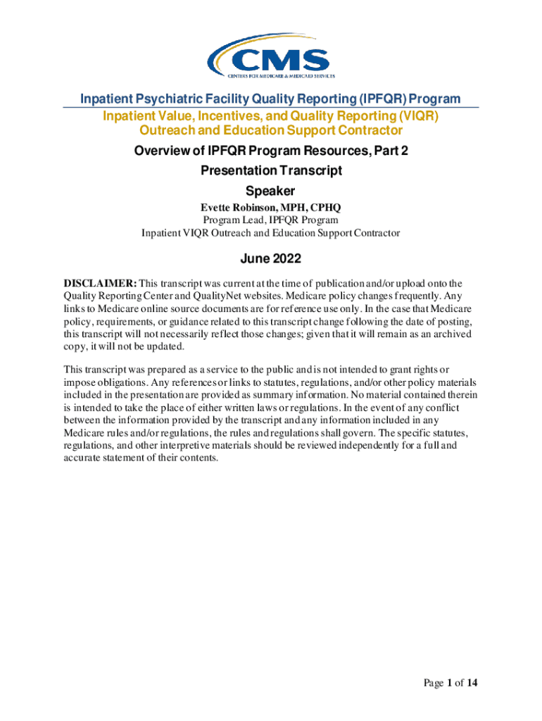 Fillable Online Inpatient Psychiatric Facility Quality Reporting (IPFQR ...