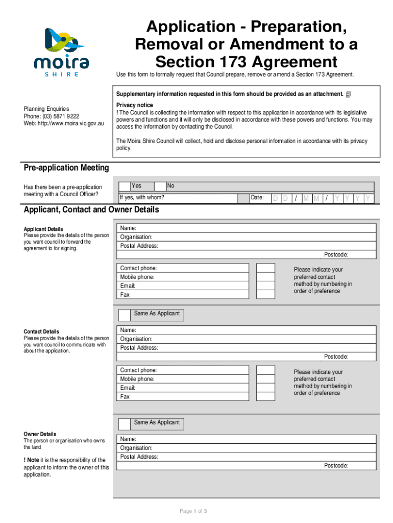 Fillable Online Request a Section 173 Agreement Fax Email Print - pdfFiller