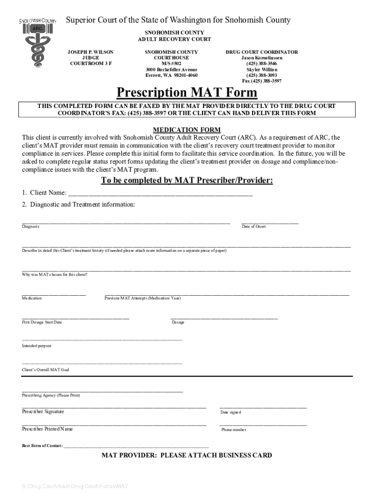 Fillable Online ARC Prescription MAT form Fax Email Print - pdfFiller