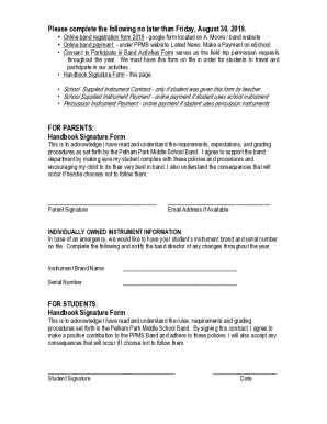 Fillable Online Handbook Signature Form FOR STUDENTS Fax Email Print ...