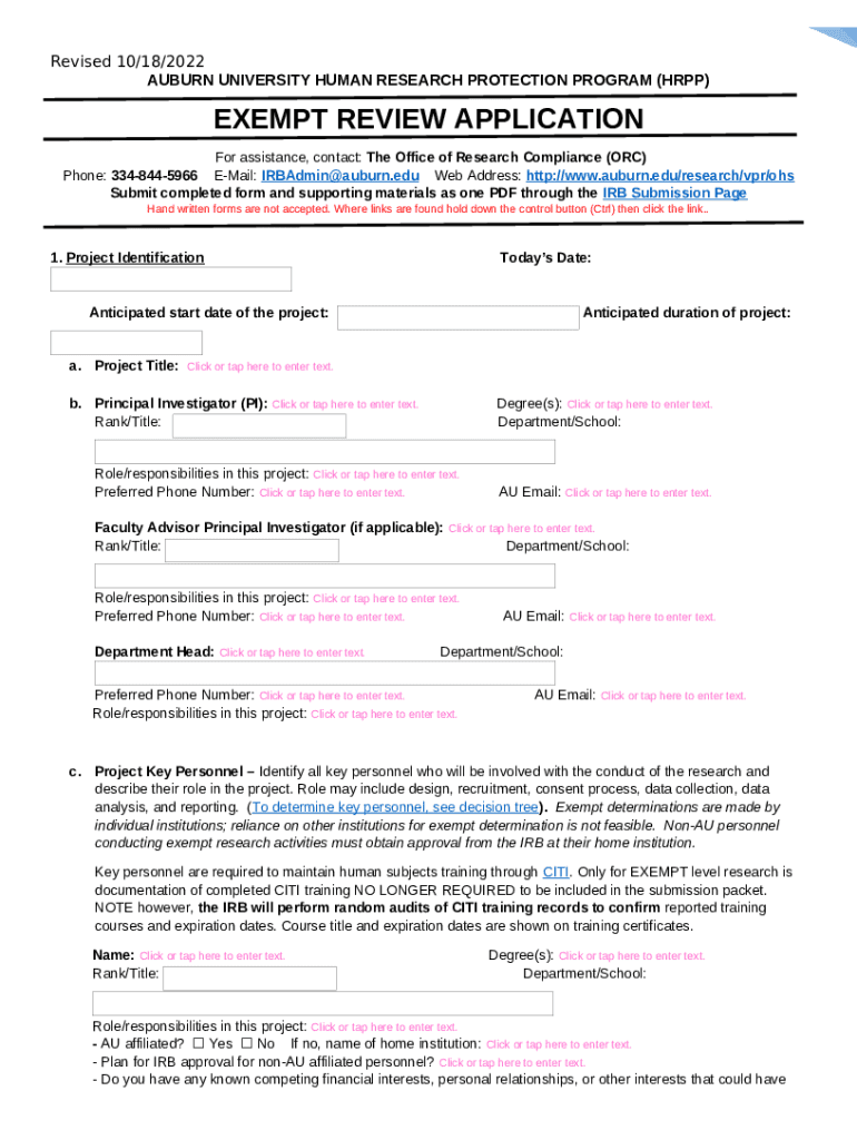 Request for Determination of Human Subjects Research Doc Template ...