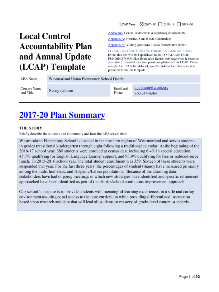 Fillable Online LCAP and Annual Update Template Fax Email Print - pdfFiller